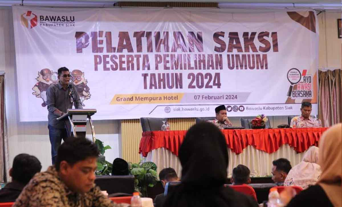 GoRiau - Pemungutan Suara Pemilu 2024 Tinggal Menghitung Hari, Bawaslu Siak Gelar Pelatihan Saksi